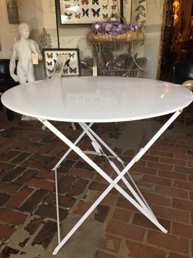 White Metal Outdoor Folding Table - Form & Function - Asheville NC