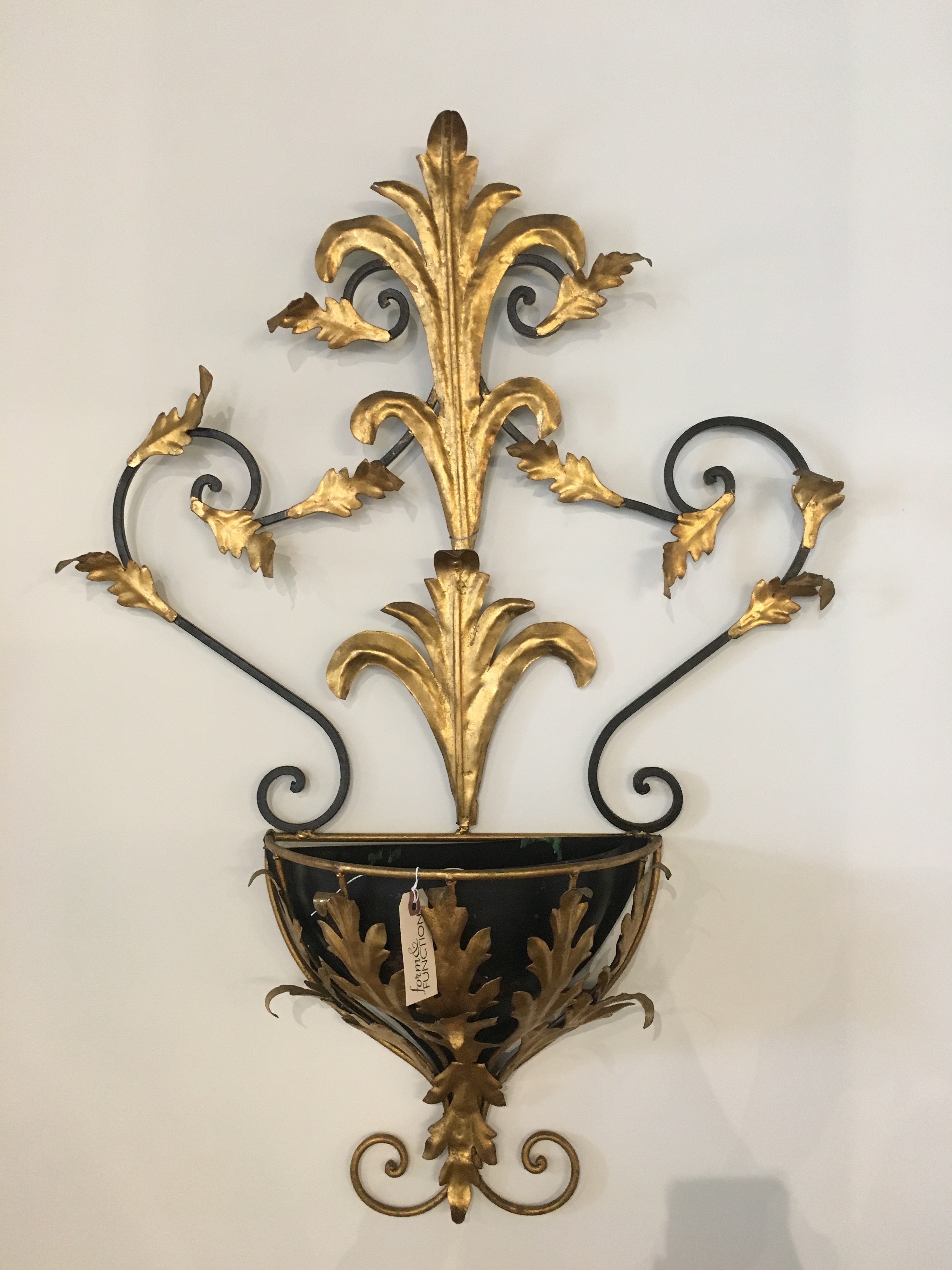 Black and Gold Tole Planter - Form & Function - Asheville NC