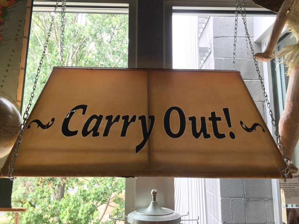 Vintage Carry Out Sign - Form & Function - Asheville NC