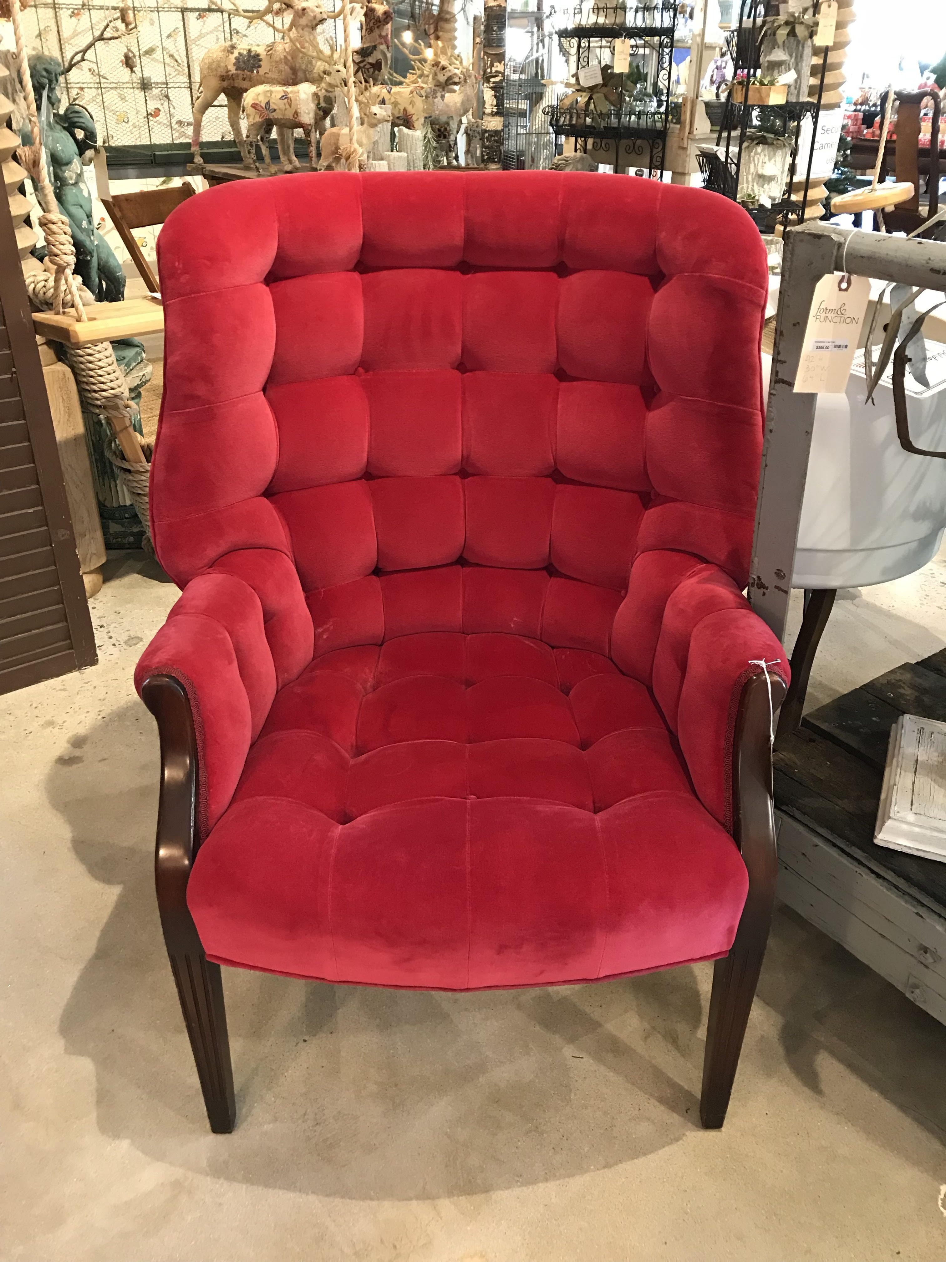 Red Tufted Chair - Form & Function - Asheville NC