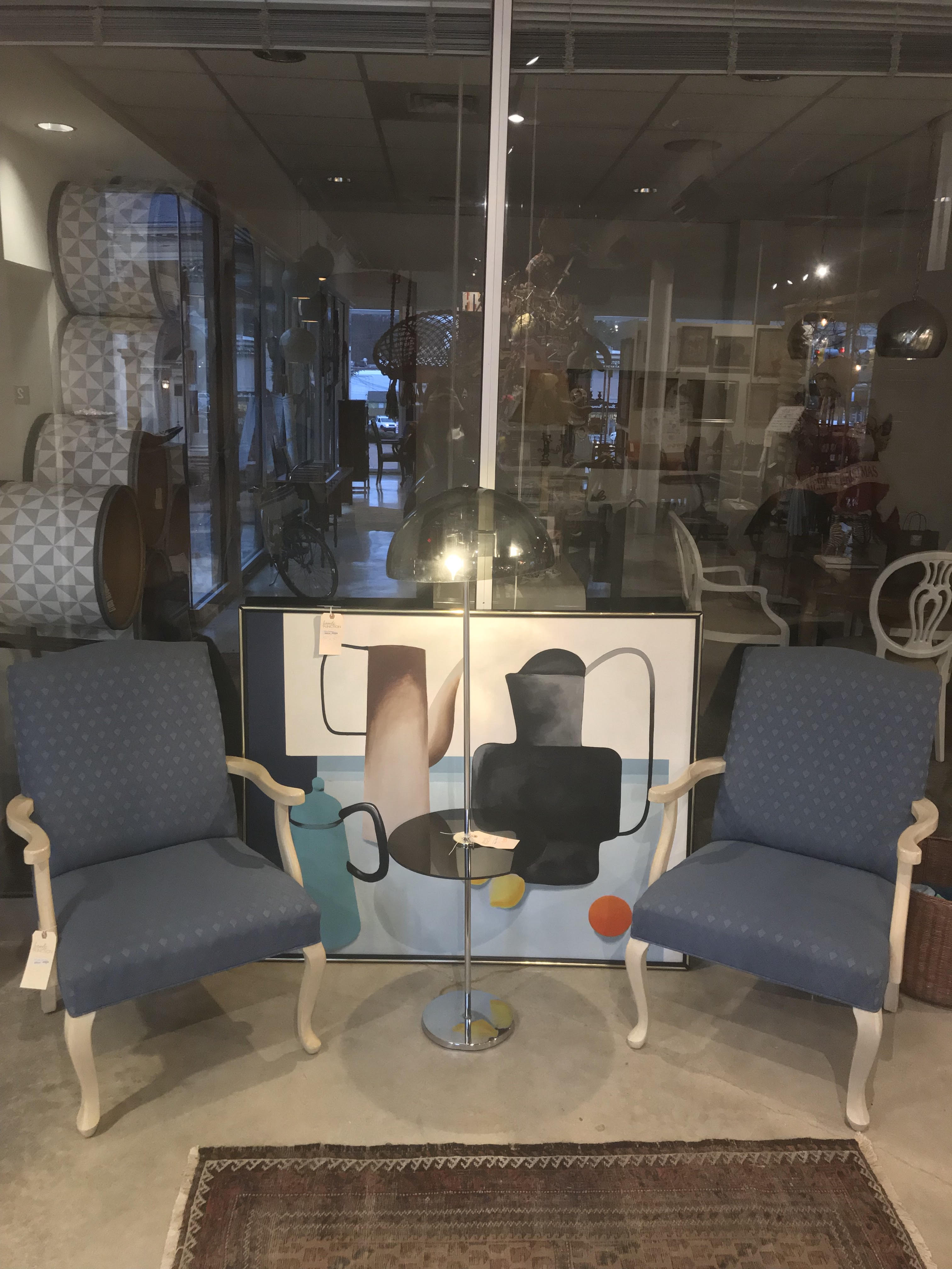 Blue Upholstered Chairs-PAIR - Form & Function - Asheville NC