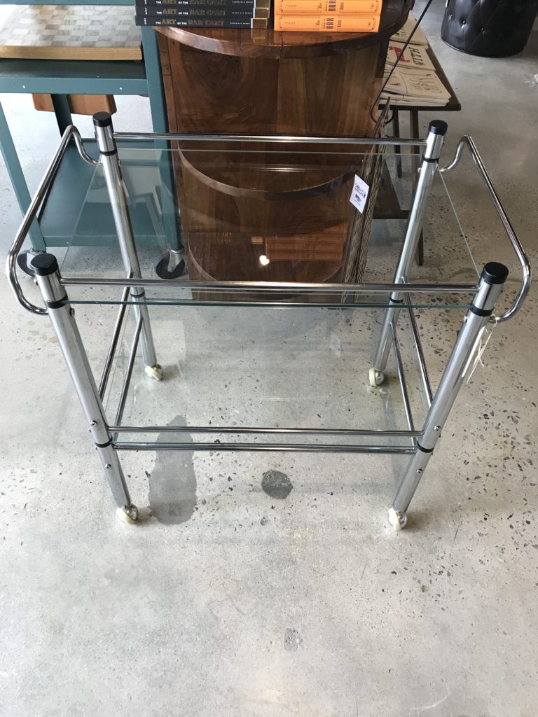 Chrome and Glass Bar Cart - Form & Function - Asheville NC