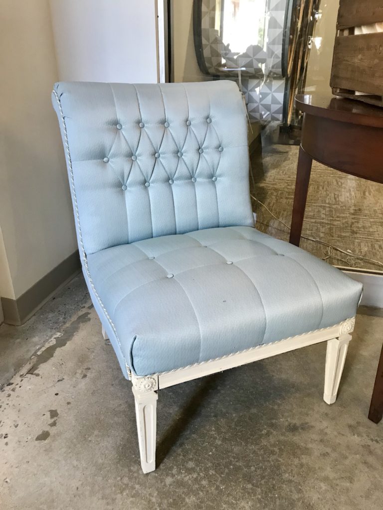 Blue Slipper Chair - Form & Function - Asheville NC