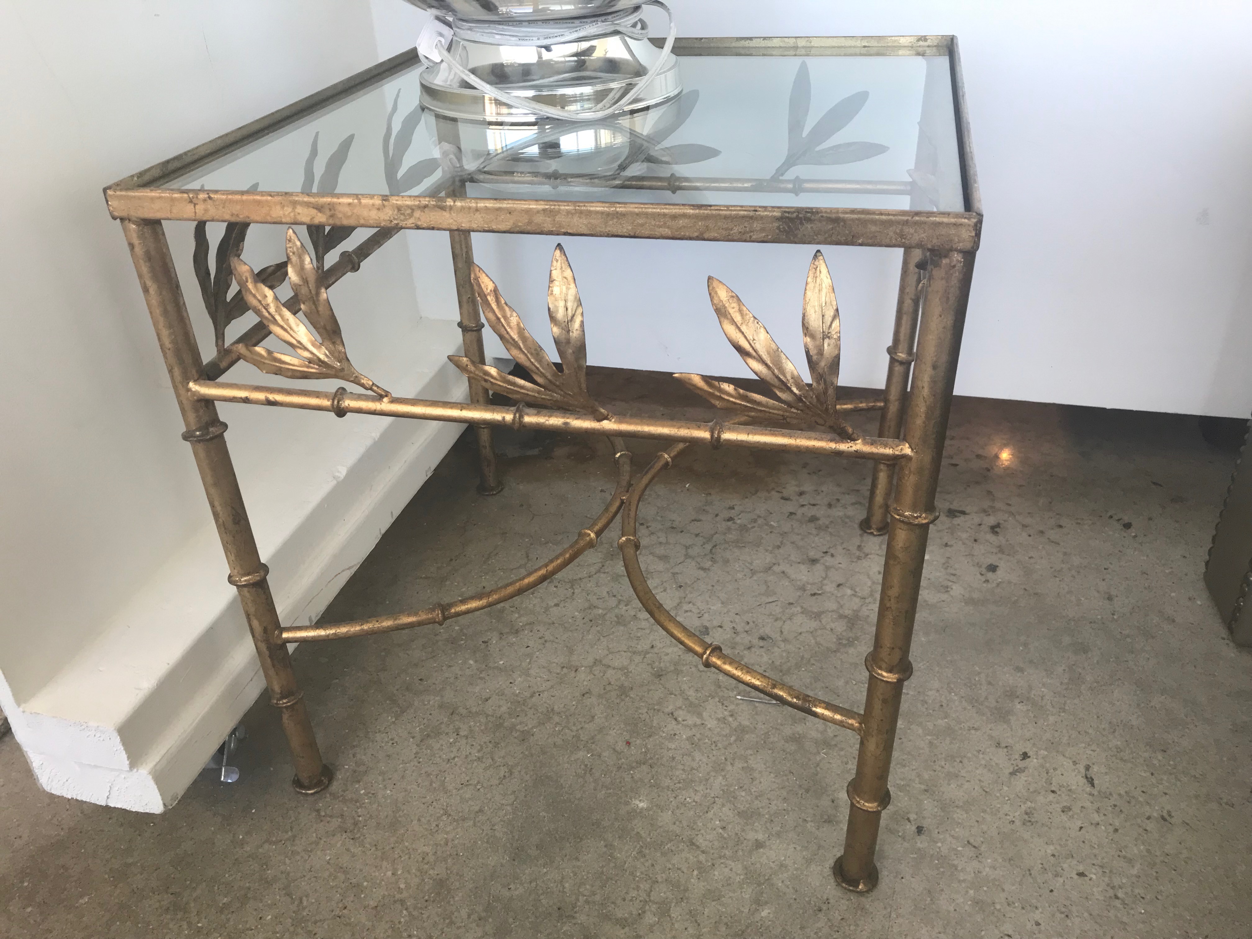 Gold Leaf Glass Tables PAIR - Form & Function - Asheville NC
