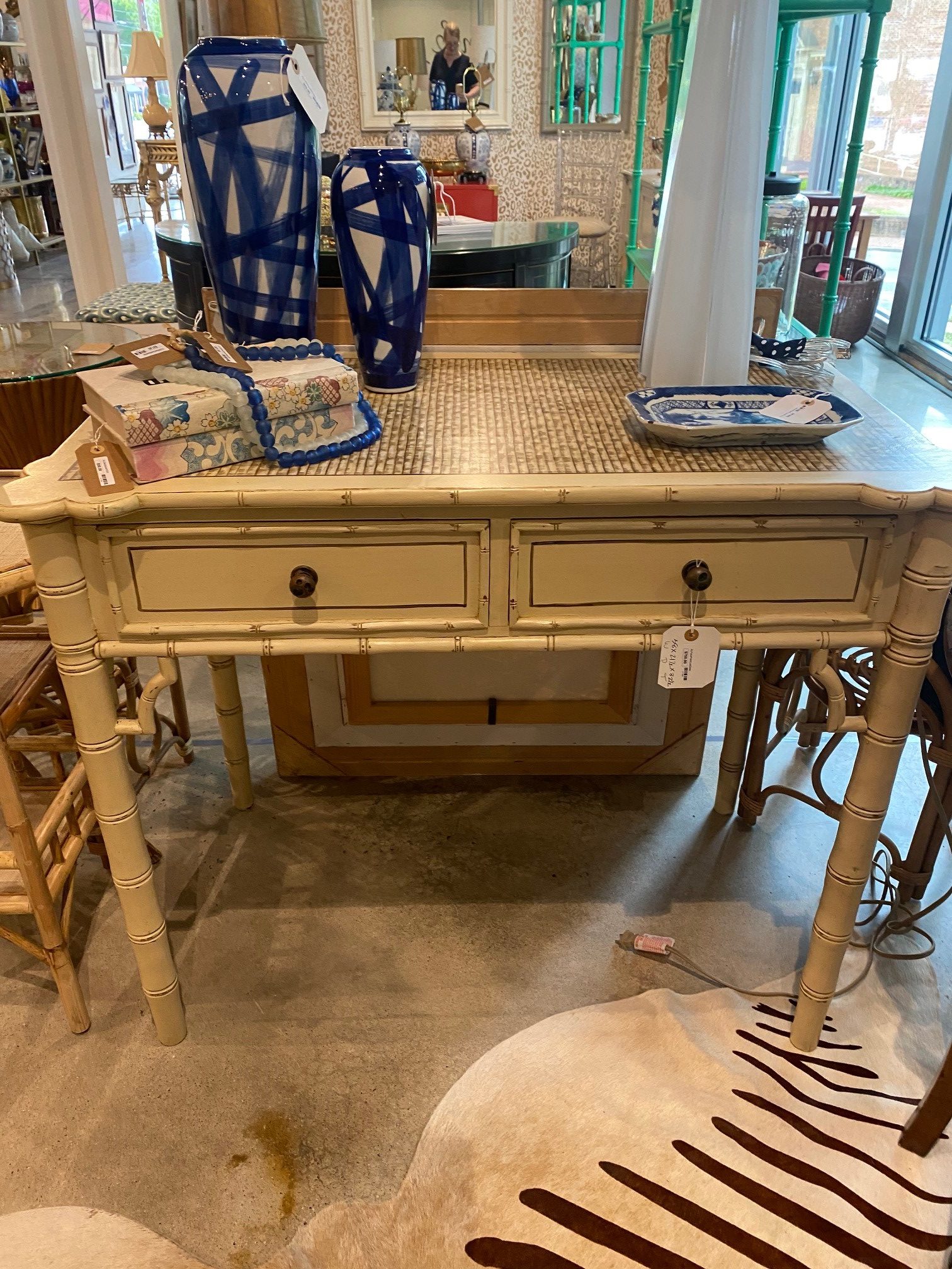 AL Faux Painted Bamboo Ladies Desk - Form & Function - Asheville NC