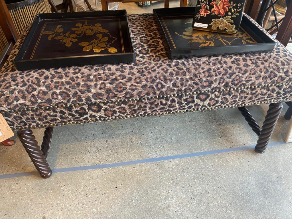 HB Leopard Upholstered Ottoman Bench with Spiral Legs - Form & Function ...