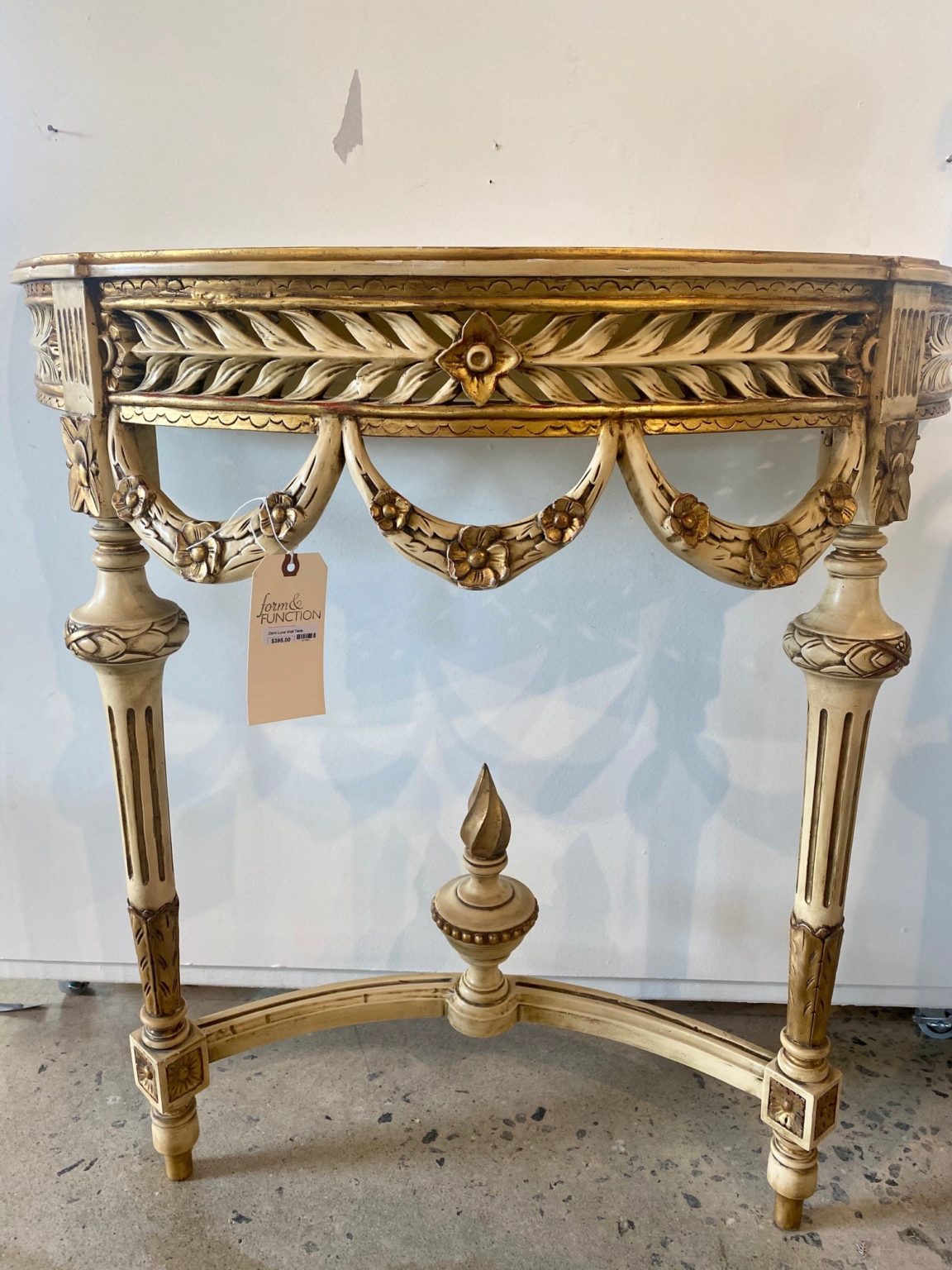 French Demi Lune Wall Mounted Hall Table - Form & Function - Asheville NC