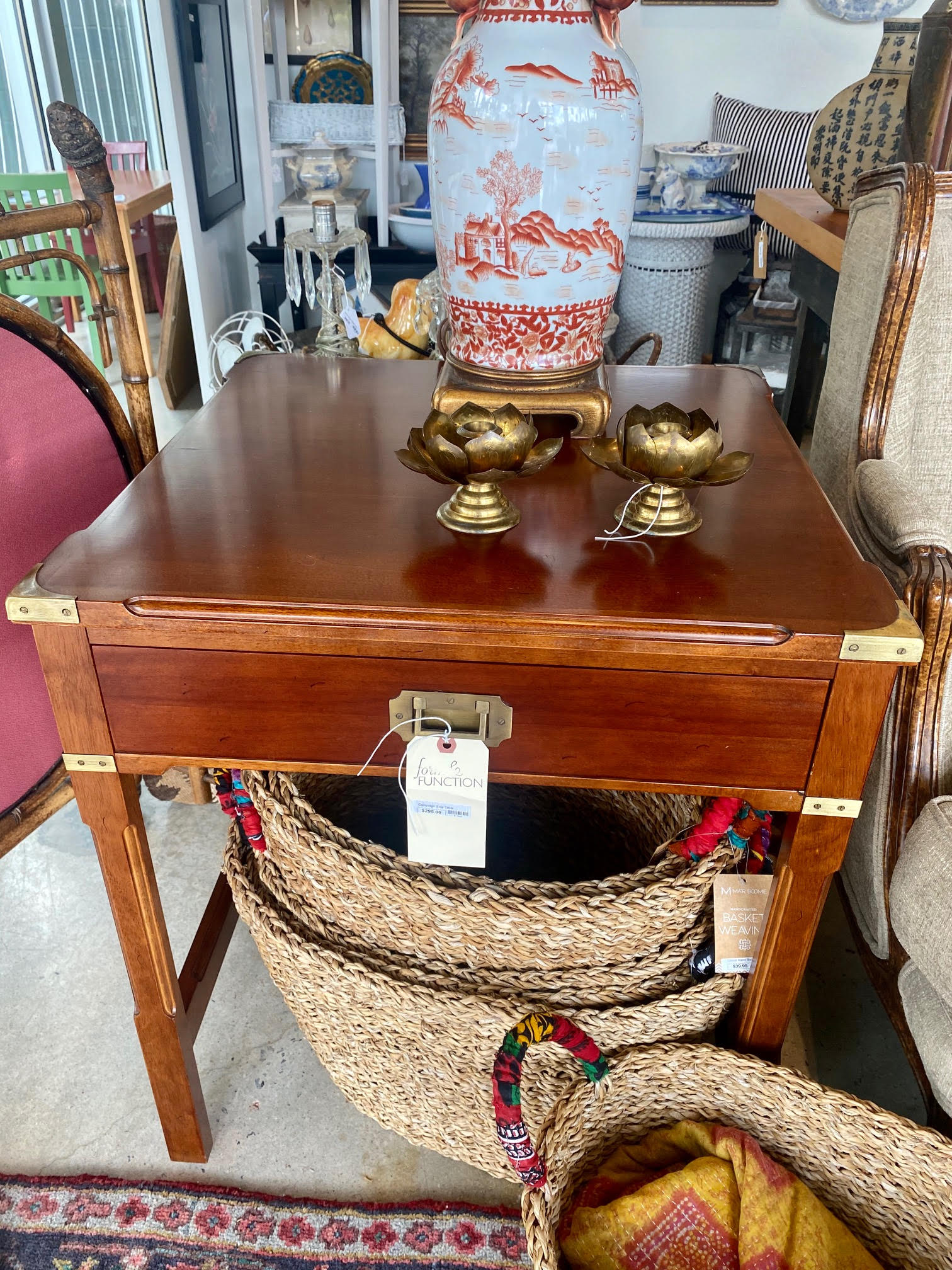 Wood Campaign Side Table - Form & Function - Asheville NC