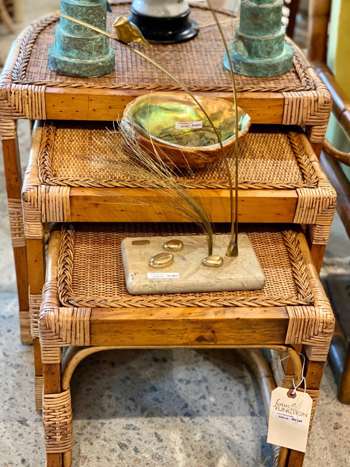 Rattan Wicker Nesting Table Set - Form & Function - Asheville NC