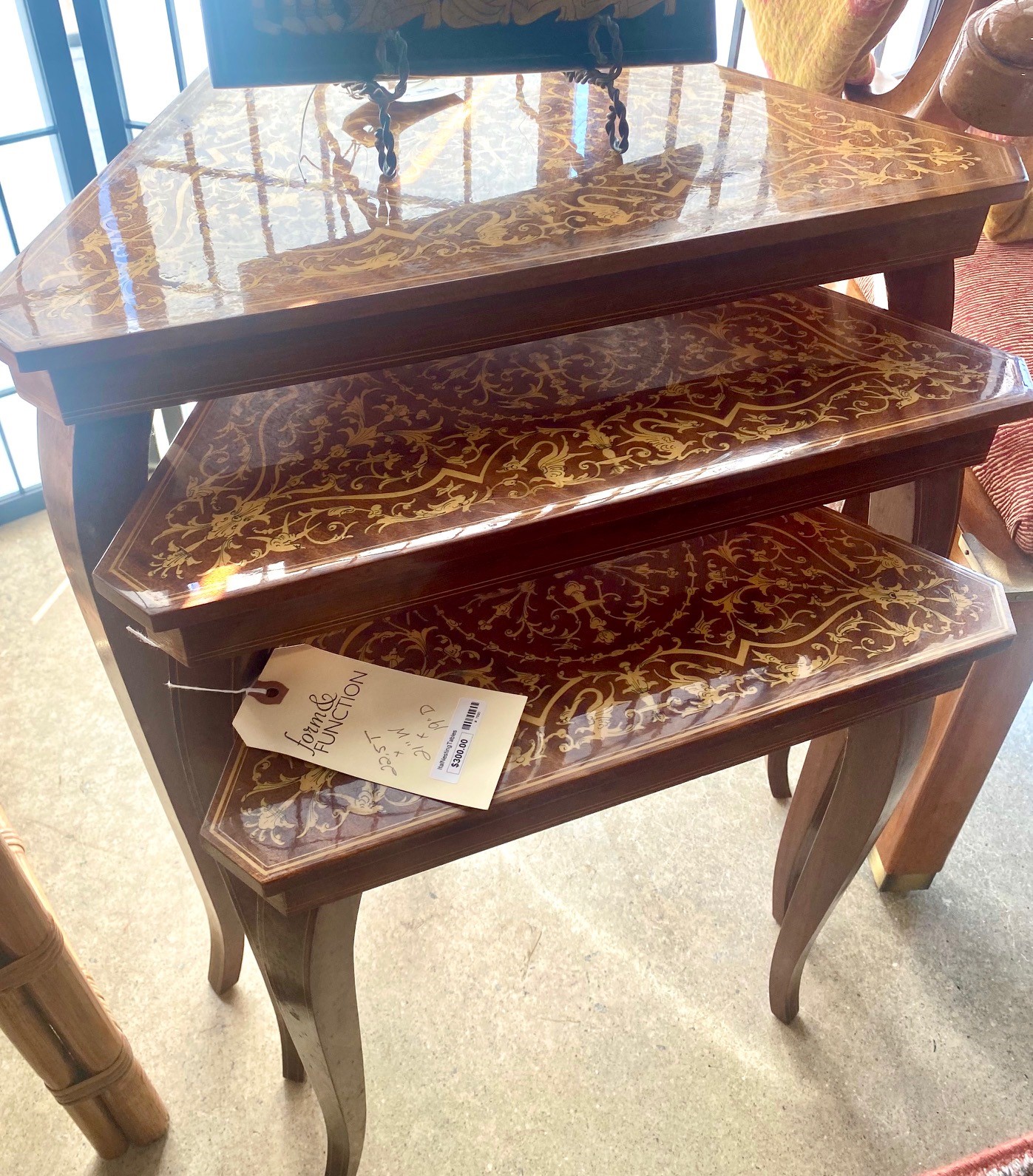 Italian Nesting Triangular Music Box Table Set of 3 - Form & Function ...