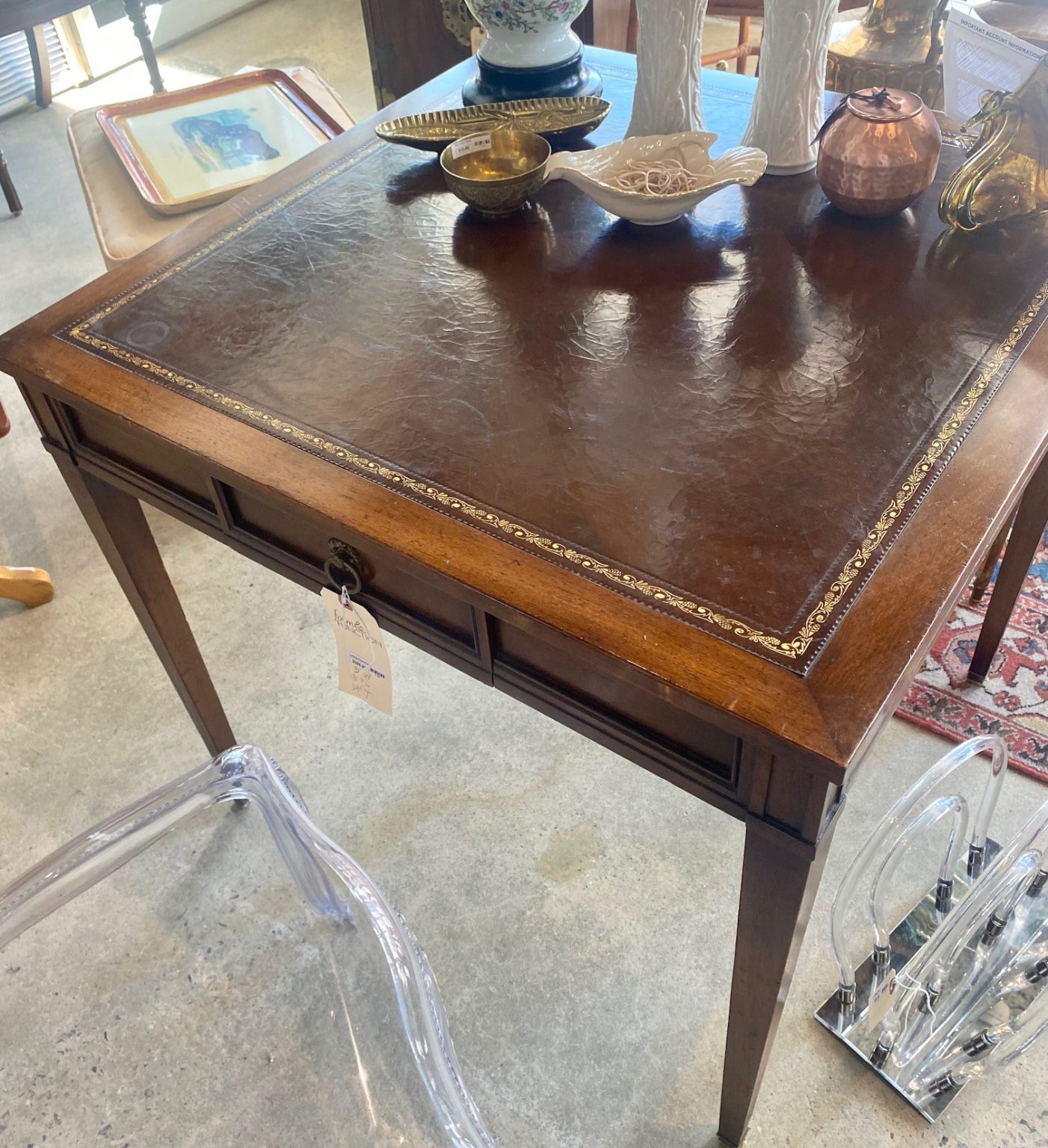 Hekman Leather Top Game Table - Form & Function - Asheville NC